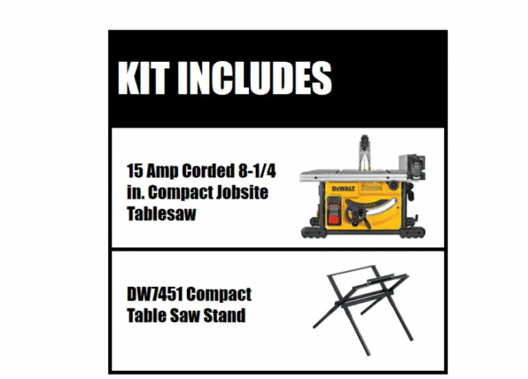 DEWALT Table Saw DWE7485 15 Amp Corded 8-1/4 In. With Compact Table Saw ...