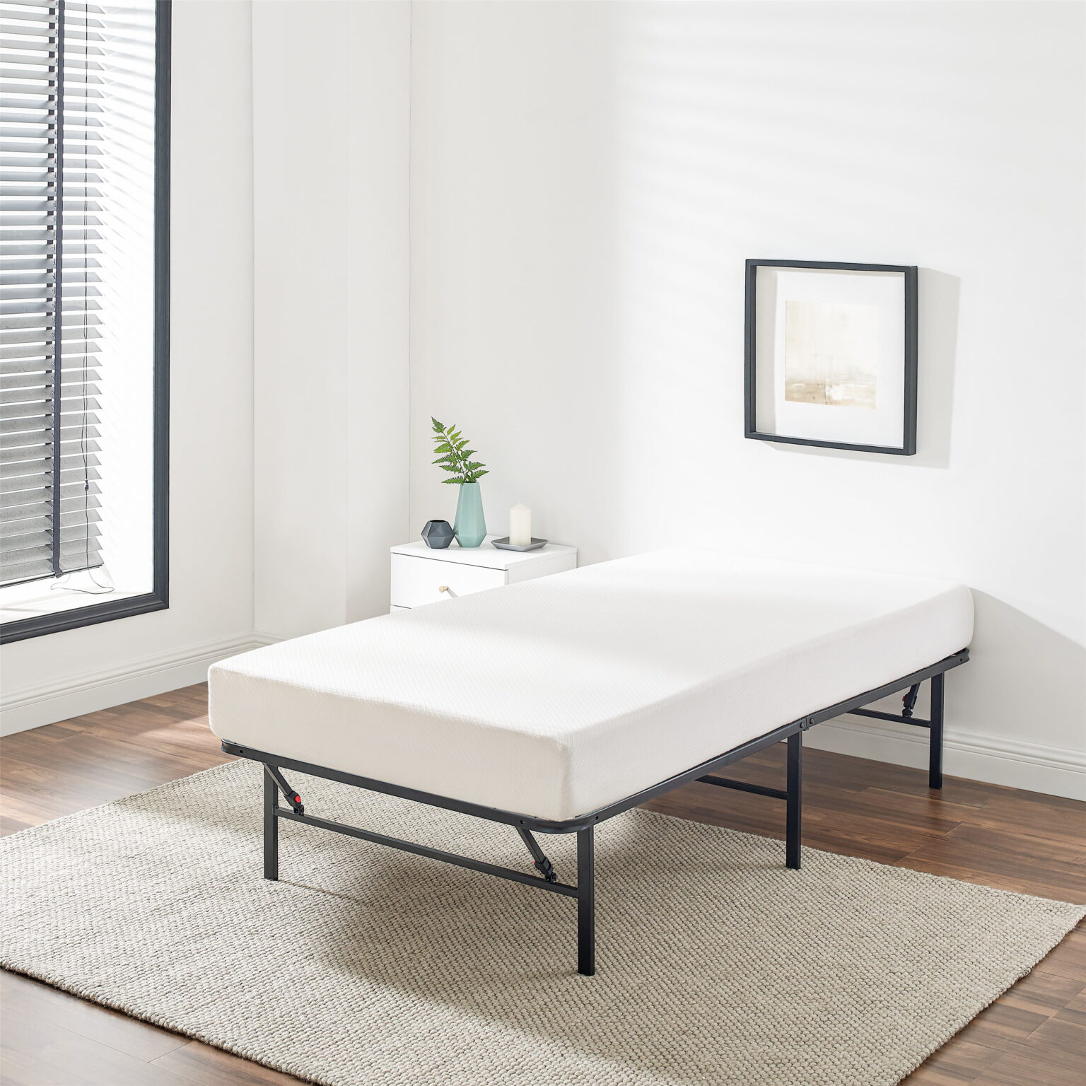 Mainstays 14" High Profile Foldable Steel Twin Platform Bed Frame ...