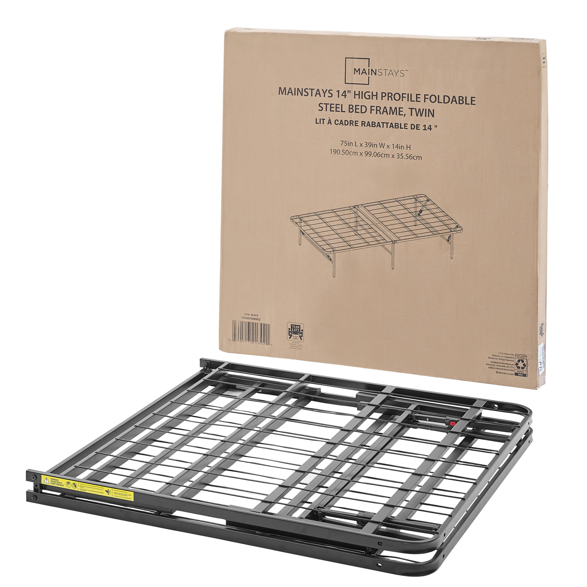 Mainstays 14" High Profile Foldable Steel Twin Platform Bed Frame ...