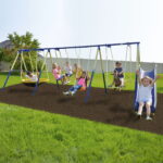 Sportspower Outdoor Super 8 Fun Metal Swing Set With 6ft Heavy Duty ...