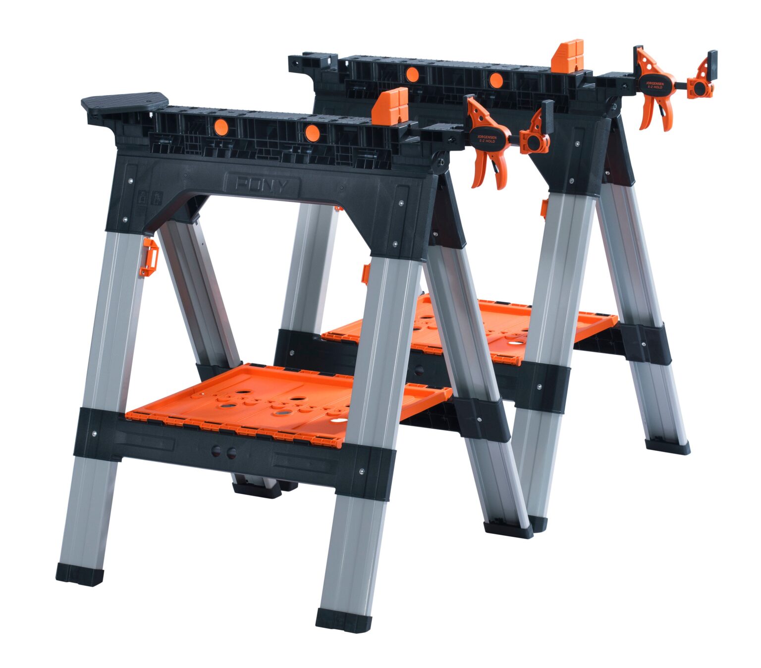 Pony 2-Pack 27-in W X 34.6-in H Steel; Plastic Saw Horse (1200-lb ...