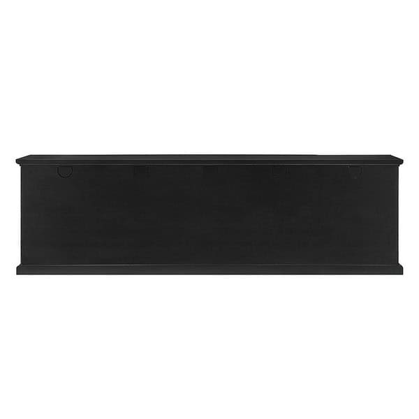 Welwick Designs 80 In. Black Transitional Wood And Glass-Door TV Stand ...