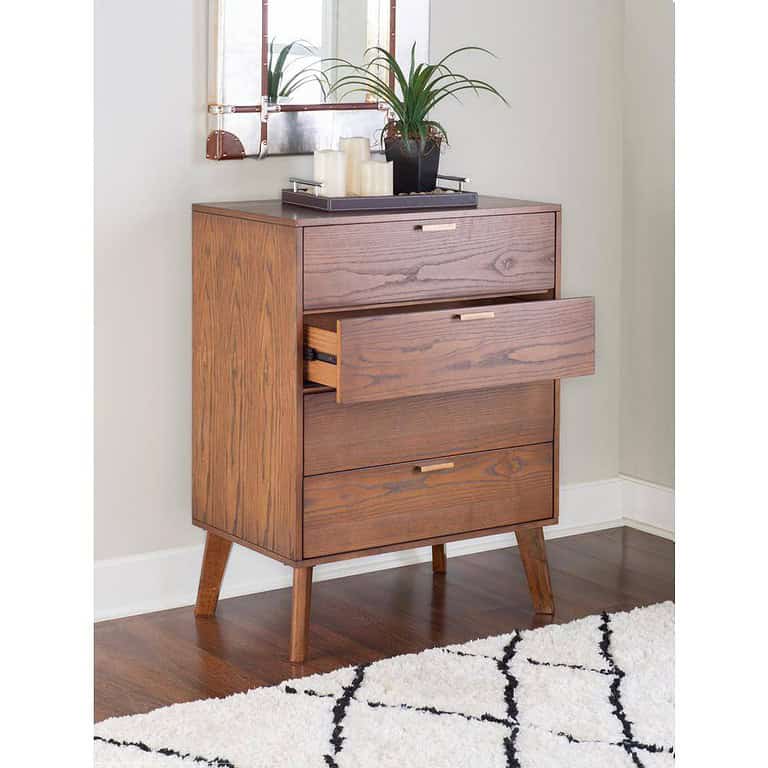 Linon Home Decor William Brown Ash Veneer 4 Drawer Chest With Bronze ...