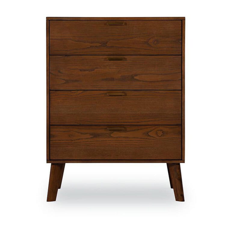 Linon Home Decor William Brown Ash Veneer 4 Drawer Chest With Bronze ...