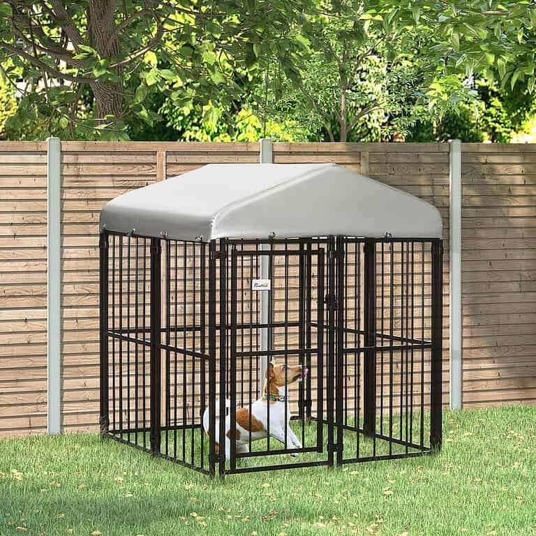 PawHut D02-153V00BK 4 Ft. X 4 Ft. Covered Dog Playpen For Small ...