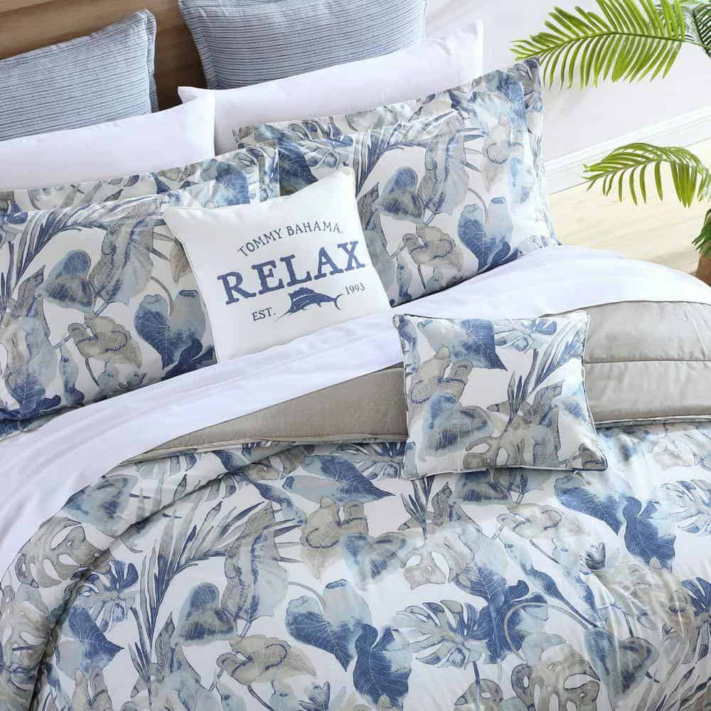 Tommy Bahama Raw Coast 4-Piece Blue Cotton King Comforter Set ...