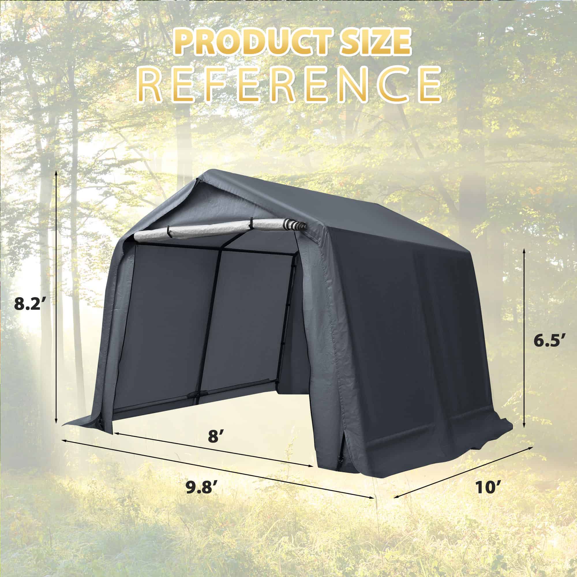 Mellcom 10x10 Ft Outdoor Storage Tent, Tool Shed, Carport, Portable ...