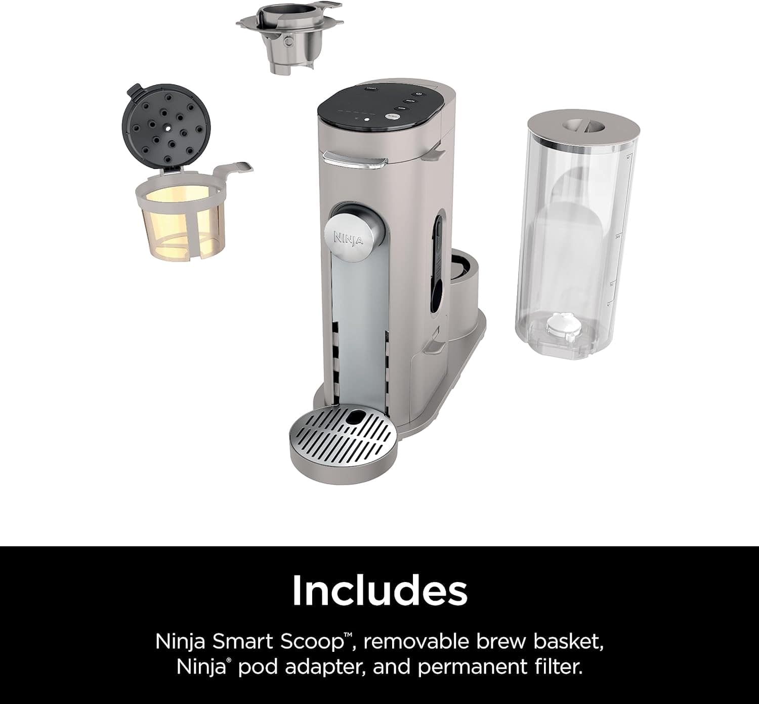 Ninja PB041ST Single-Serve Coffee Maker - Pods & Grounds, Stone ...