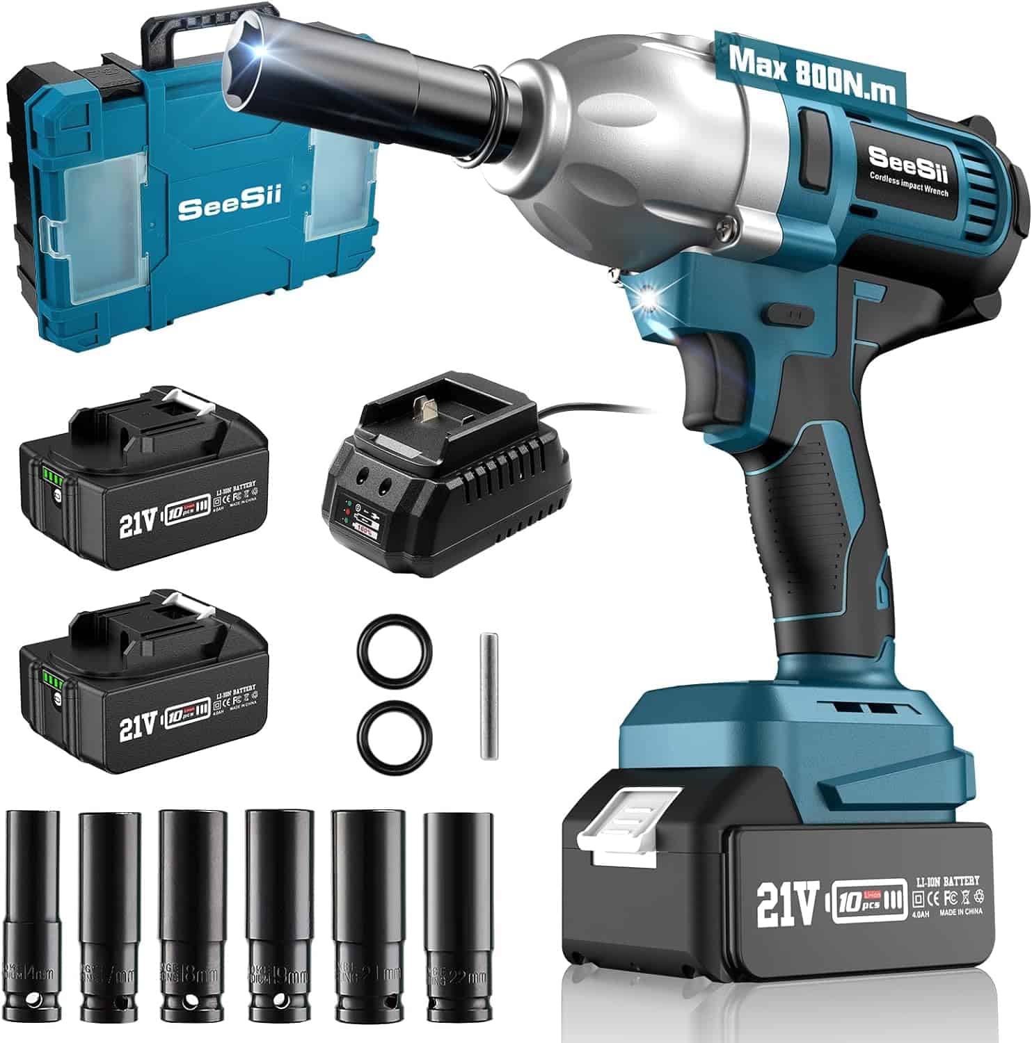 Seesii Cordless Electric Impact Wrench 1/2 Inch For Car Home, 580Ft-lbs ...