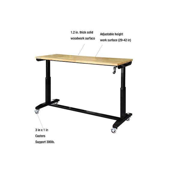 Husky HOLT62XDB12 62 In. W X 24 In. D Adjustable Height Solid Wood Top ...