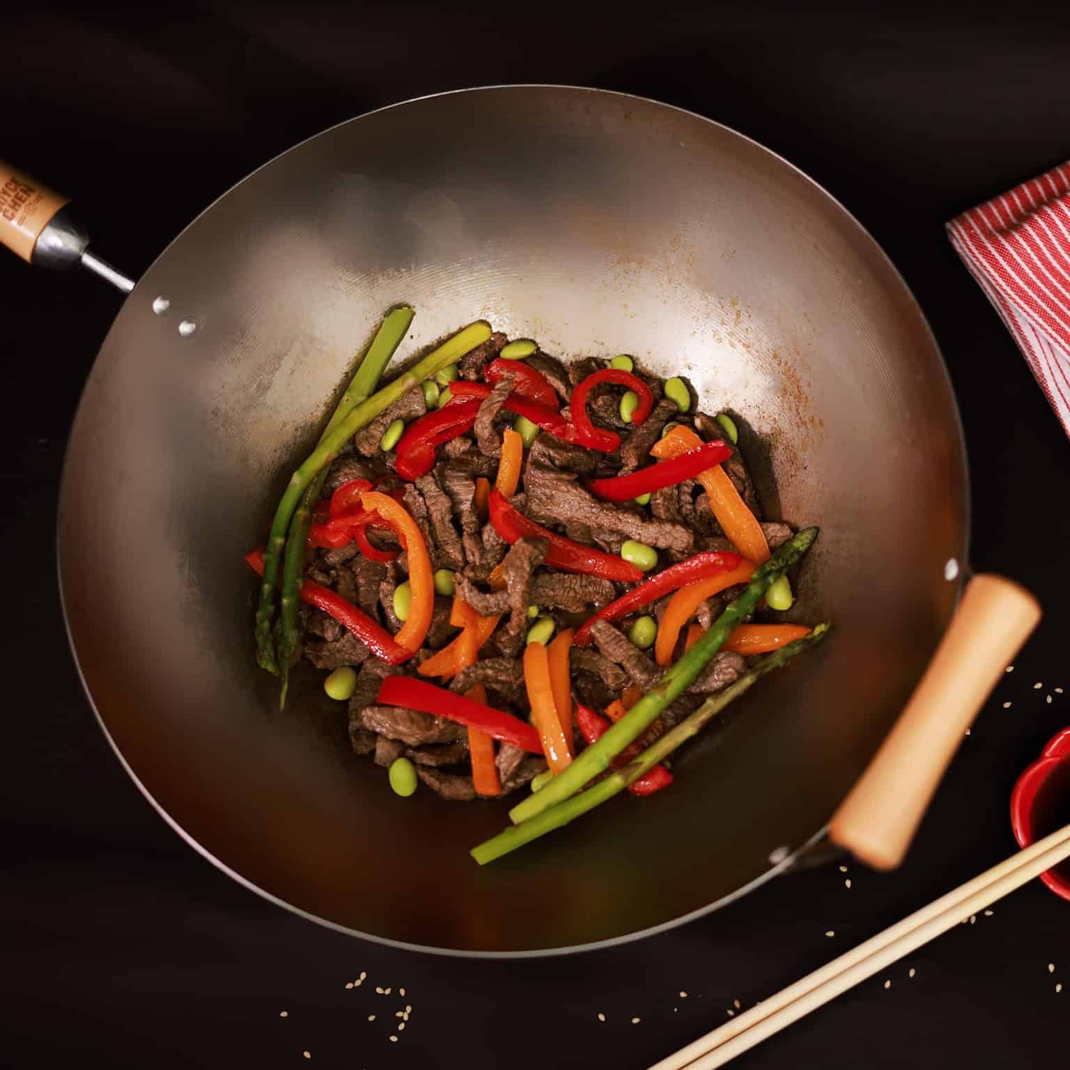 JOYCE CHEN Classic Series 14-Inch Carbon Steel Wok With Birch Handles ...