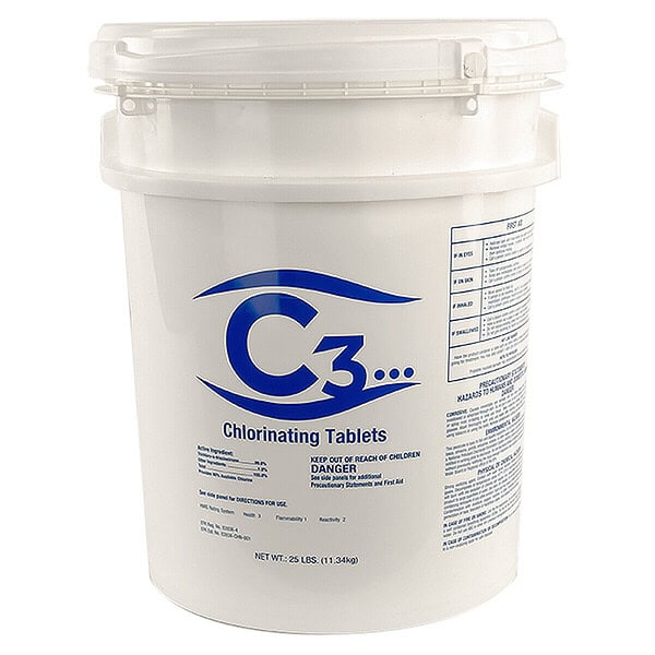C3 1" Stabilized Trichloro Chlorine Tablets For Swimming Pools - 25lbs ...