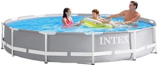 Intex 12 Foot Prism Frame Above Ground Swimming Pool W/ Pump & Pool ...
