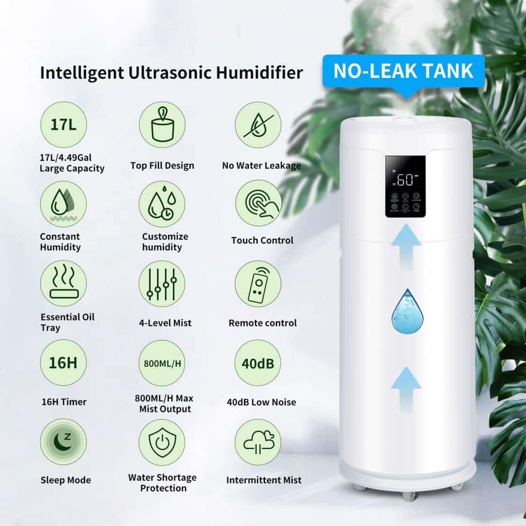 Honovos Humidifiers For Large Room Home Bedroom 2000 Sq.ft. 17L/4.5Gal ...