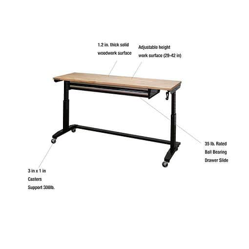 Husky HOTL7202B12 72 In. Adjustable Height Workbench Table With 2 ...