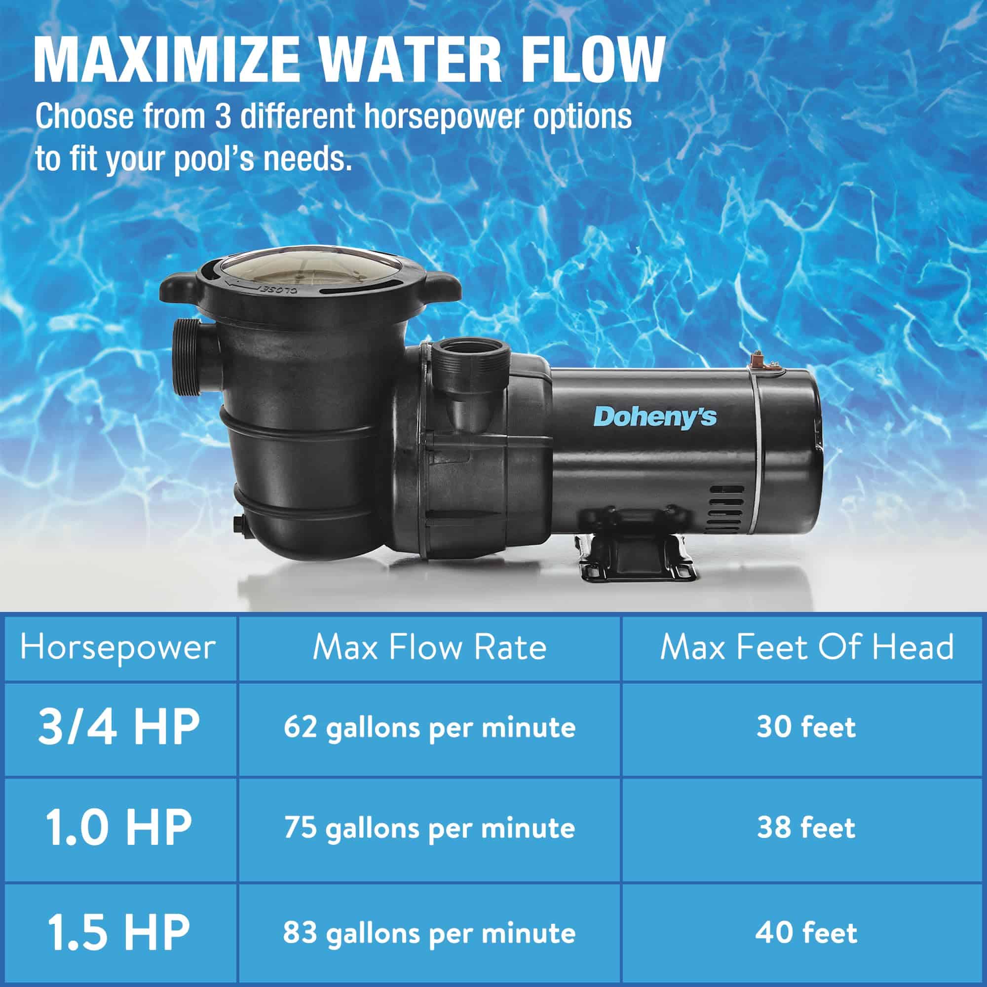 Doheny's Above Ground Pool Pump, 115V, 1 HP (0.9 THP) | BigEasyMart.com