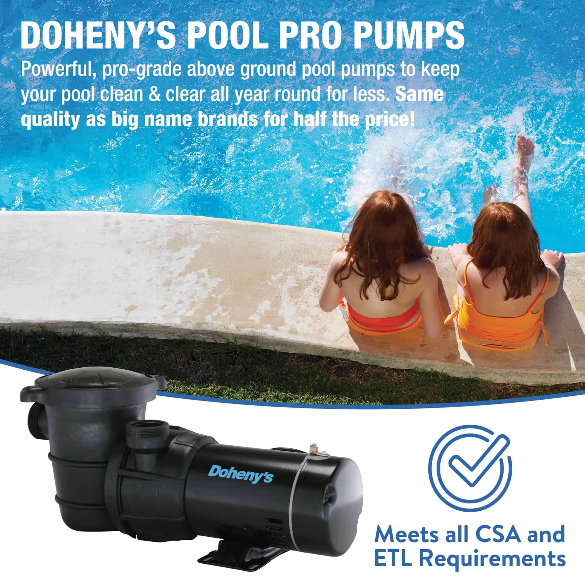 Doheny's Above Ground Pool Pump, 115V, 1 HP (0.9 THP) | BigEasyMart.com