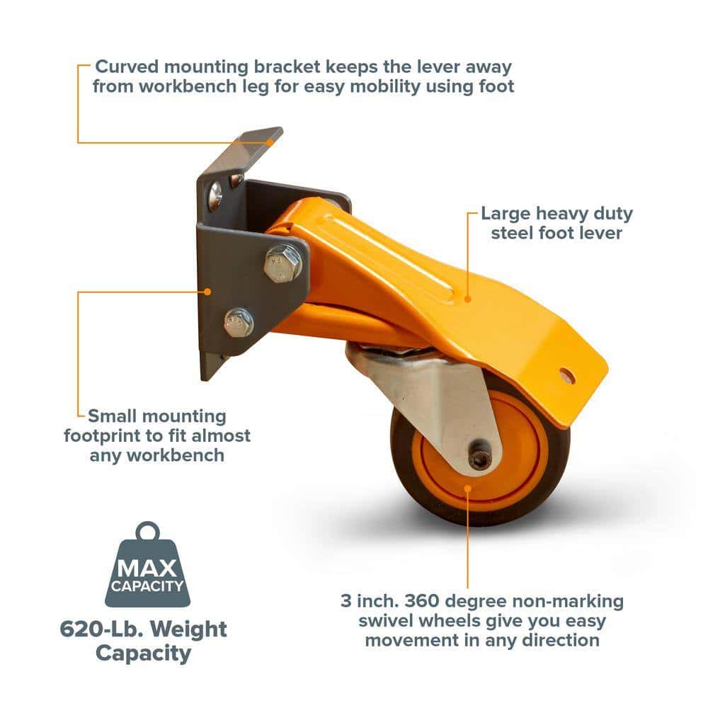BORA PM-950 4-Piece Workbench Caster Kit With 155 Lb. Capacity Per ...