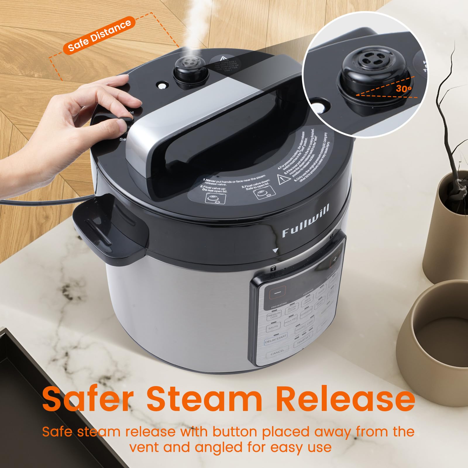 Fullwill Electric Pressure Cooker Uni 6qt, 9-in-1 Multi-Functional Slow ...