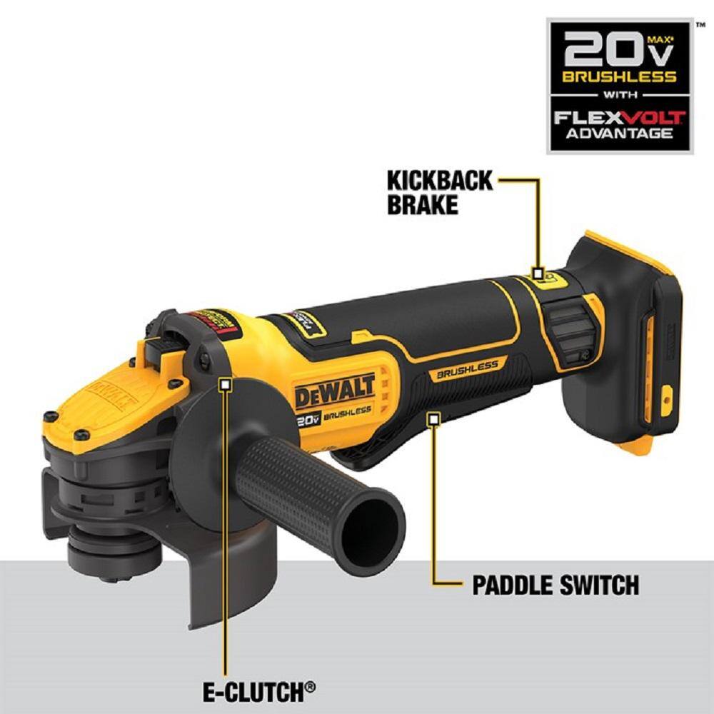 DEWALT 20V MAX Cordless Brushless 4.5 - 5 In. Paddle Switch Angle Grinder With FLEXVOLT ...