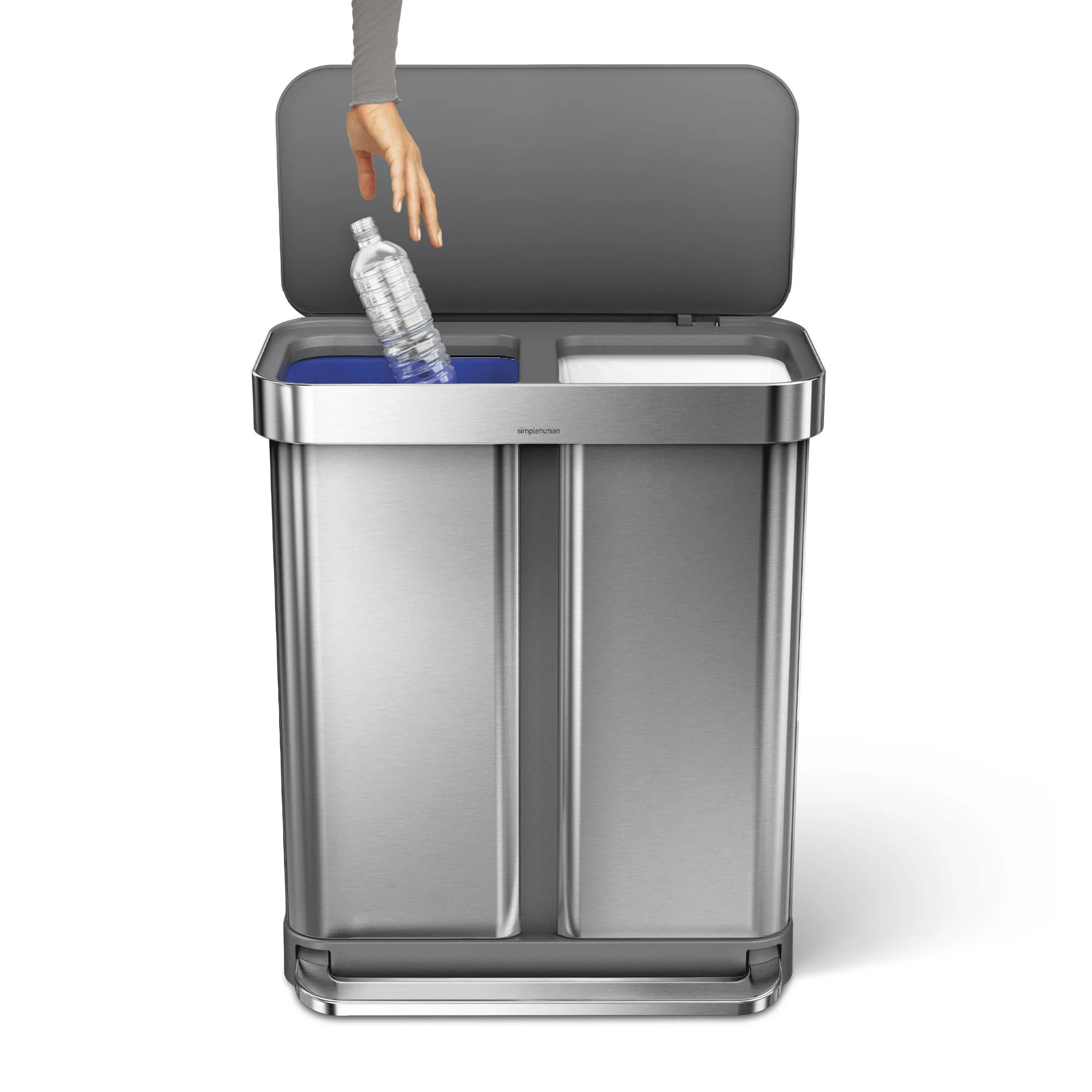 Simplehuman 58 Liter / 15.3 Gallon Rectangular Dual Compartment ...