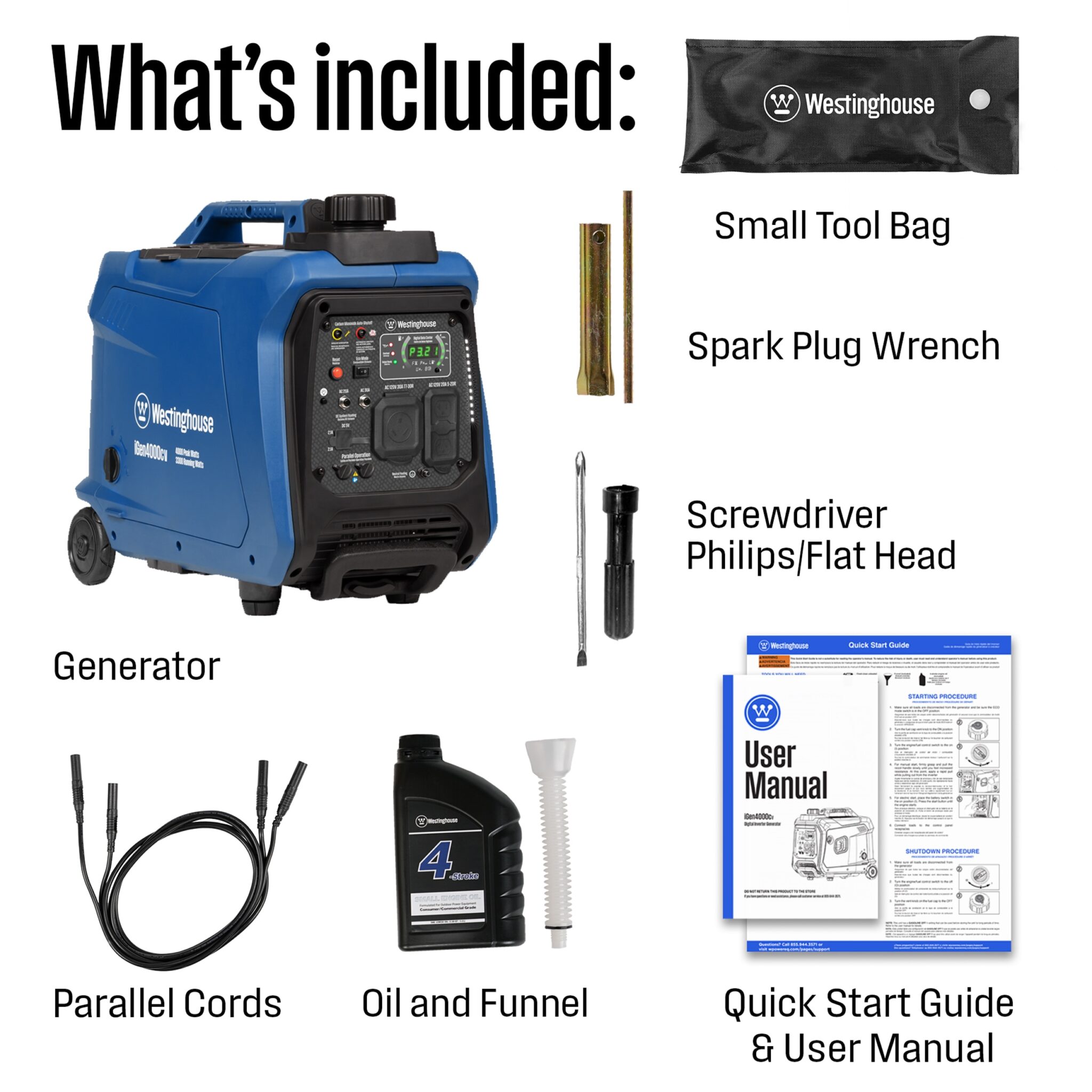 Westinghouse IGen4000cv Recoil Start 4000 -Watt Single Fuel (Gasoline ...