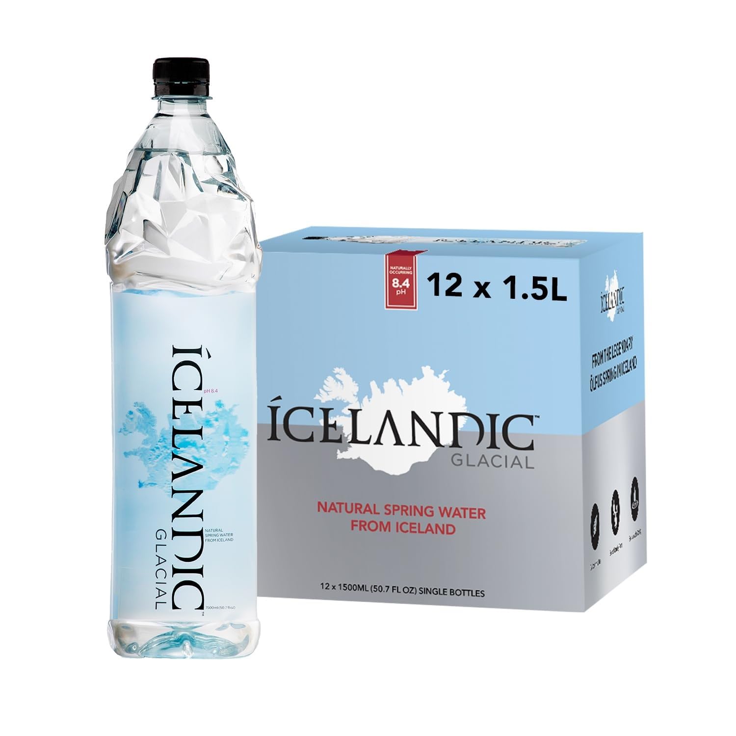 Icelandic Glacial Natural Spring Alkaline Water, 50.7 Fl Oz (Pack Of 12 ...
