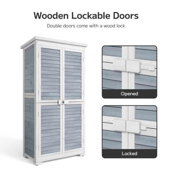 Aiho 63-Inch High Solid Wood Vertical Storage Shed, Gray | BigEasyMart.com