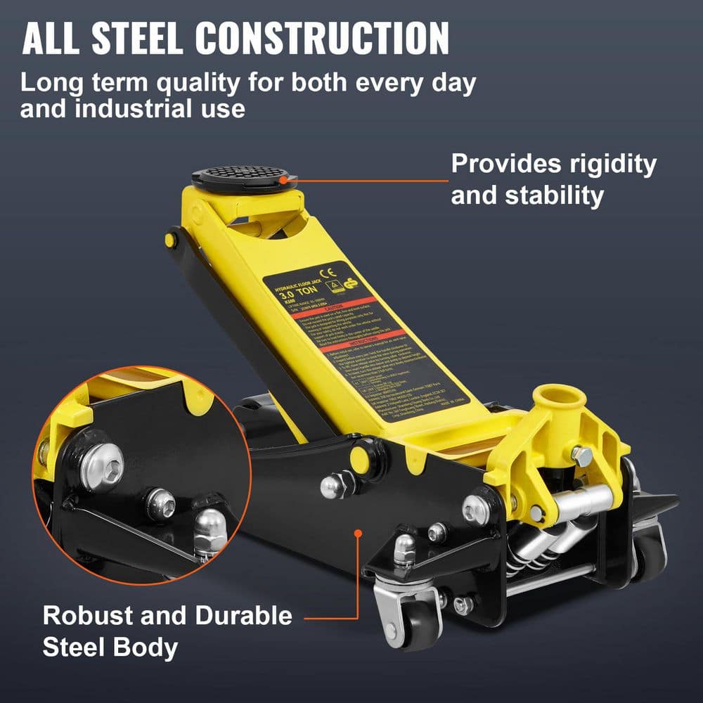 SKYSHALO Floor Jack, 3 Ton Low Profile Floor Jack, Heavy-duty Steel ...