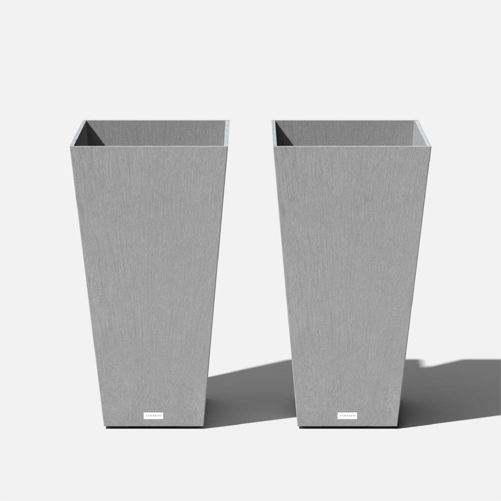 Veradek Midland 30 In. Gray Plastic Tall Square Planter (2-Pack ...