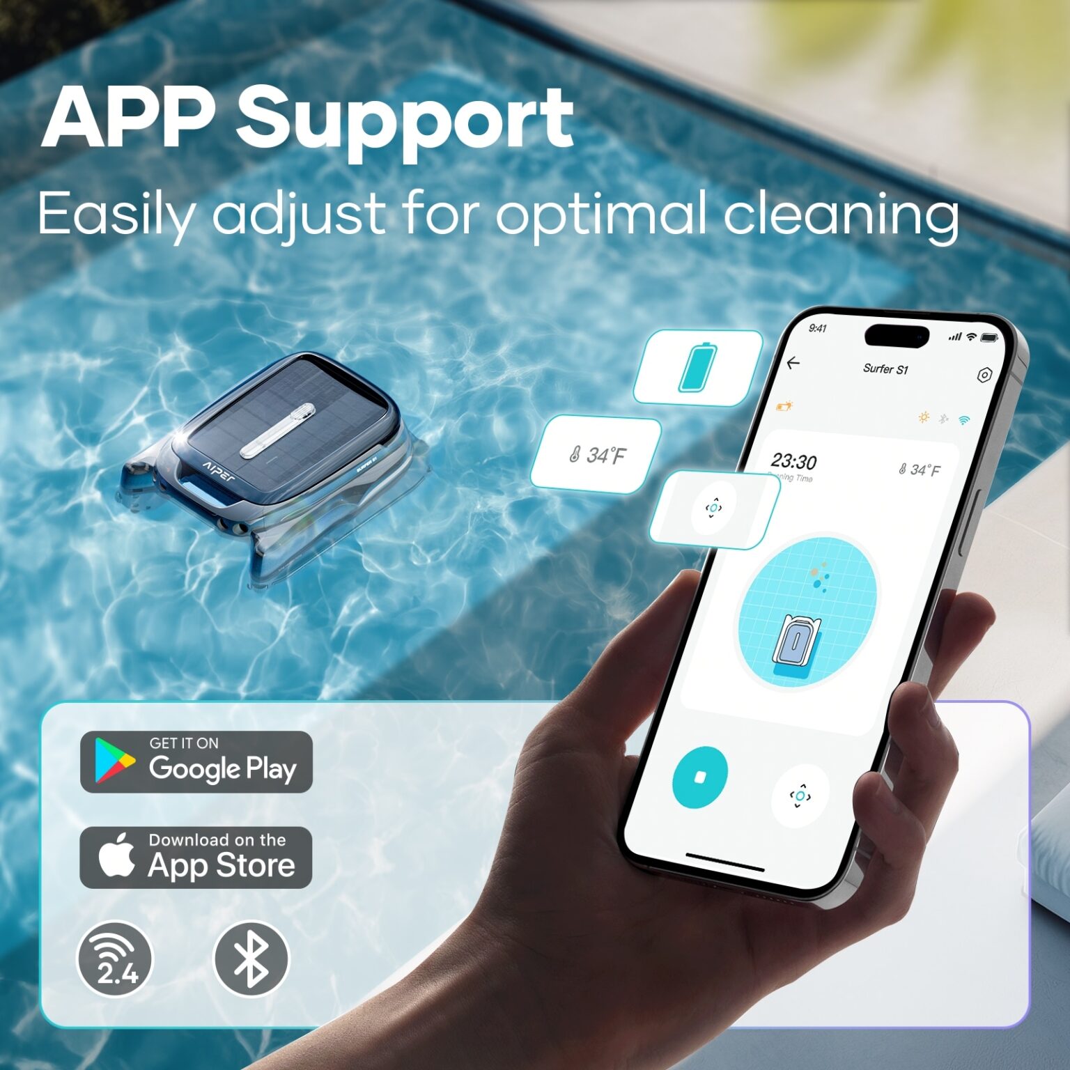 Aiper EcoSurfer S1 Cordless Skimmer 9-in Robotic Pool Vacuum ...