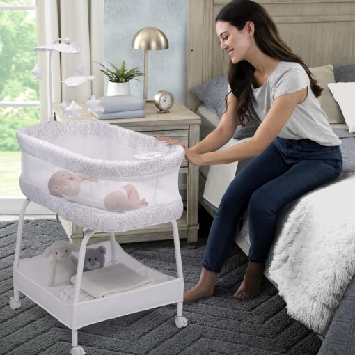Delta Children SmartSleep Auto Glide Bassinet With Bluetooth, Alloy ...
