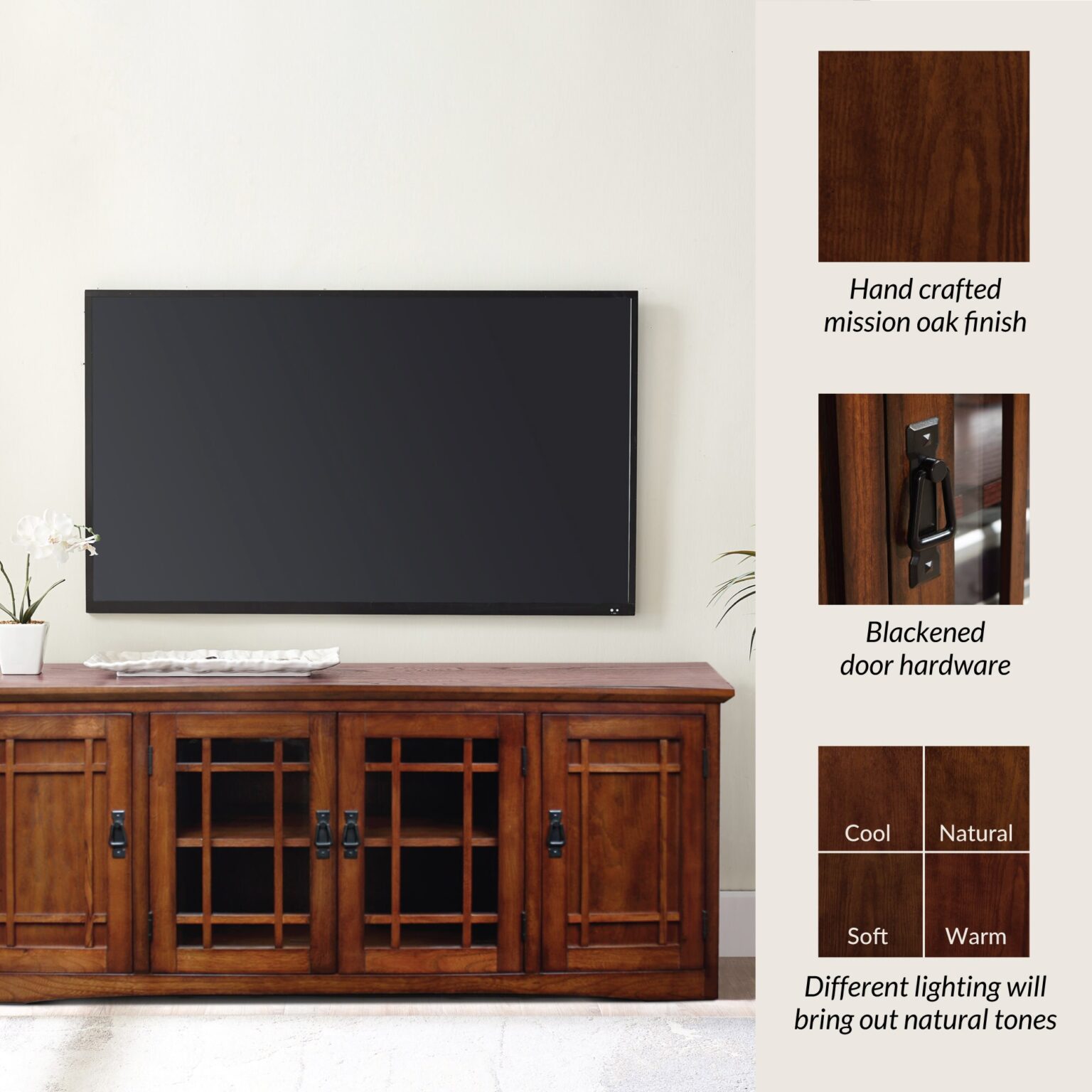 Leick Home Riley Holliday Traditional Mission Oak 60-in W TV Stand ...
